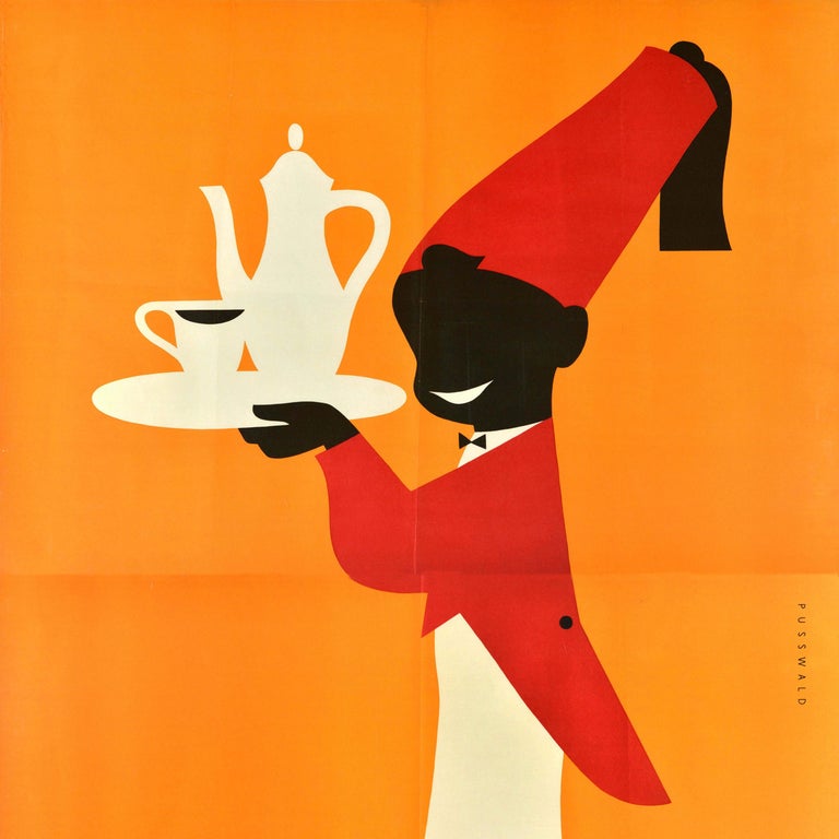 Unknown - Original Vintage Drink Advertising Poster Meinl Kaffee Coffee Fez Hat Design Art For ...