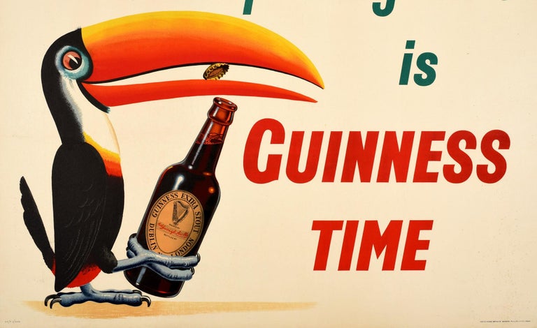 Unknown - Original Vintage Drink Poster Opening Time Is Guinness Time ...