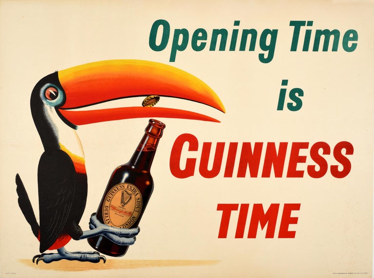 Unknown - Original Vintage Drink Poster Opening Time Is Guinness Time ...