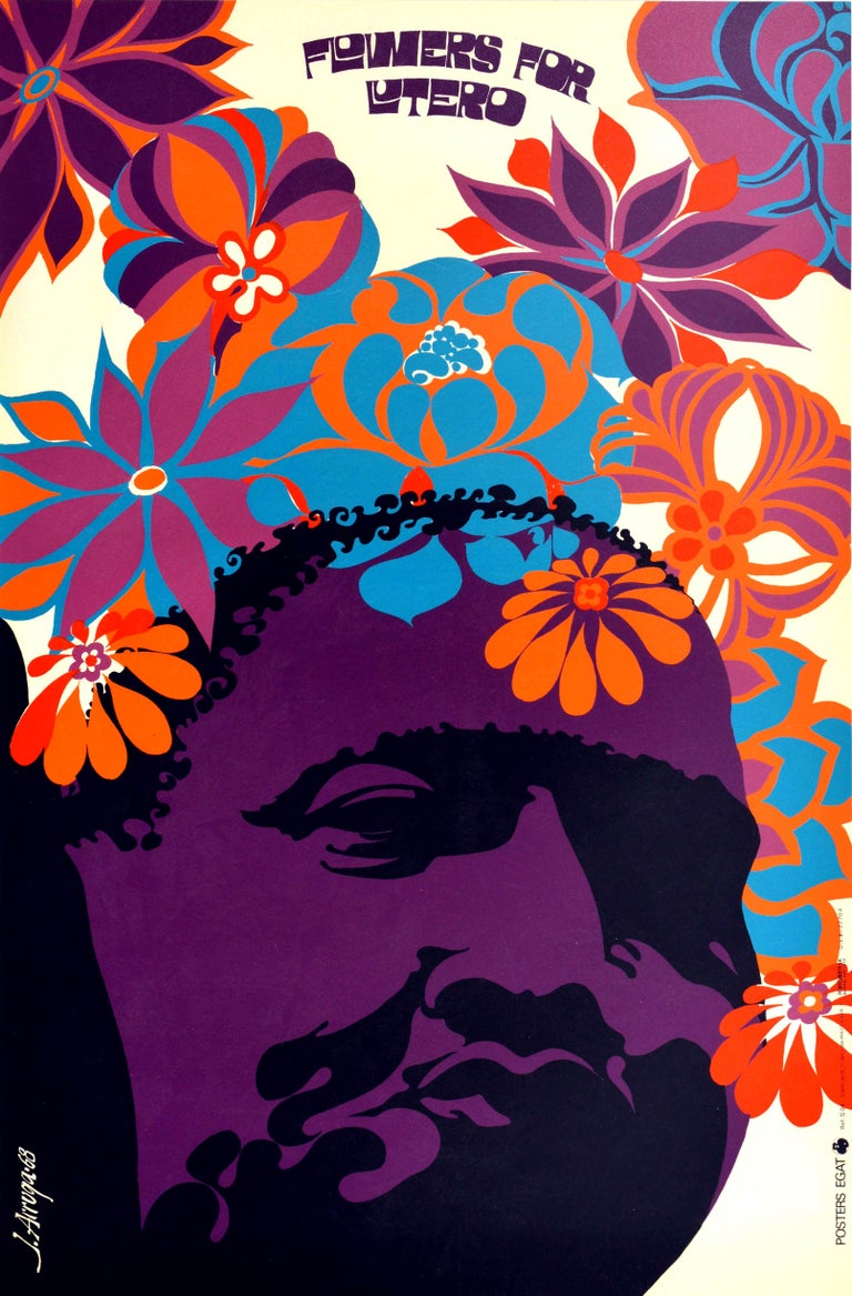 Unknown Original Vintage Memorial Poster Flowers For Lutero