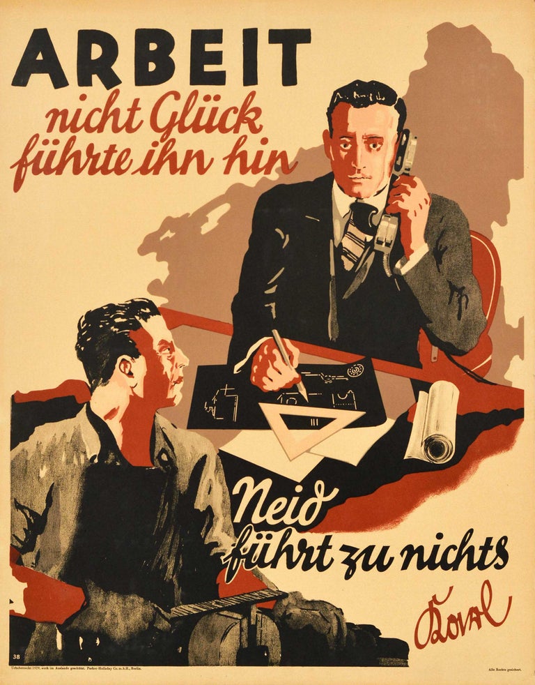 Unknown - Original Vintage Motivation Poster Arbeit Nicht Gluck Work ...