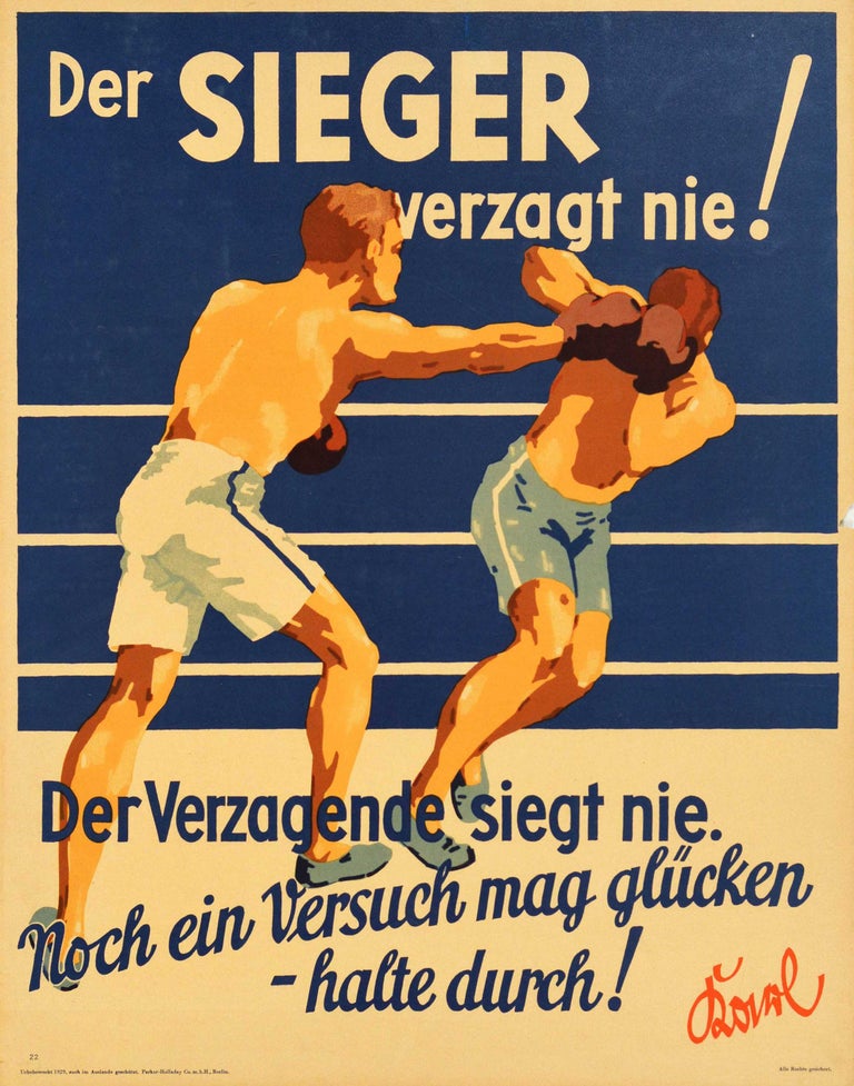 Unknown - Original Vintage Motivation Poster Noch Ein Versuch Never ...