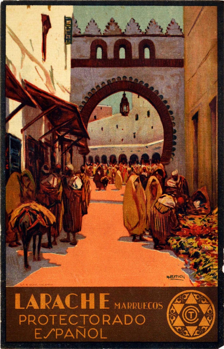 Unknown - Original Vintage North Africa Travel Poster Larache Morocco ...