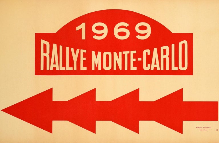 Unknown - Original Vintage Poster 1969 Rallye Monte Carlo Rally Racing ...