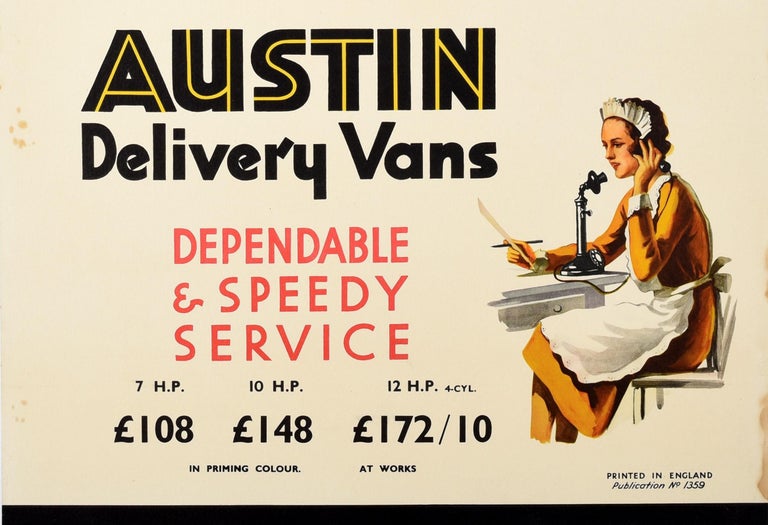Unknown - Original Vintage Poster Austin Engine Co Delivery Van Food ...