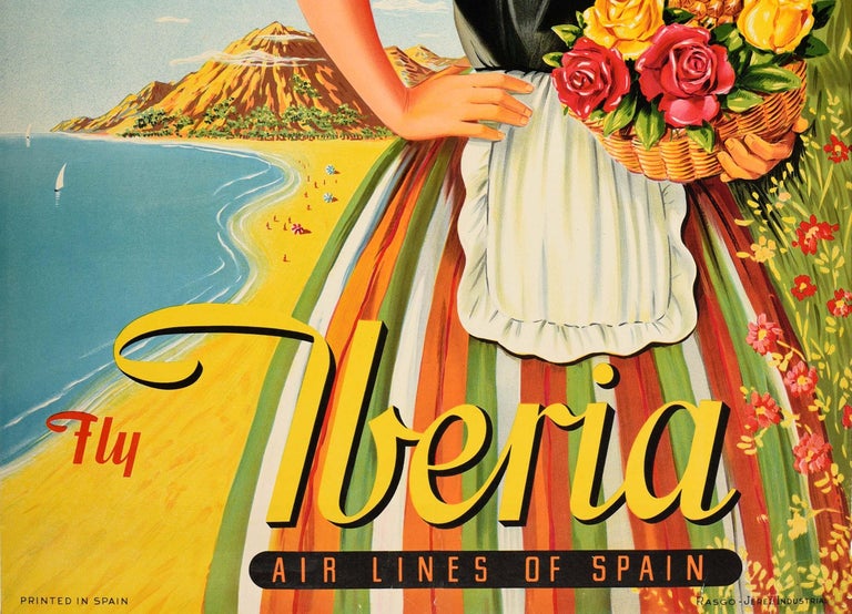 Unknown - Original Vintage Poster Canary Islands Fly Iberia Airlines ...
