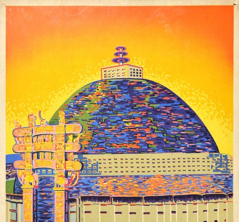 Unknown - Original Vintage Poster For Sanchi Visit India Architecture ...
