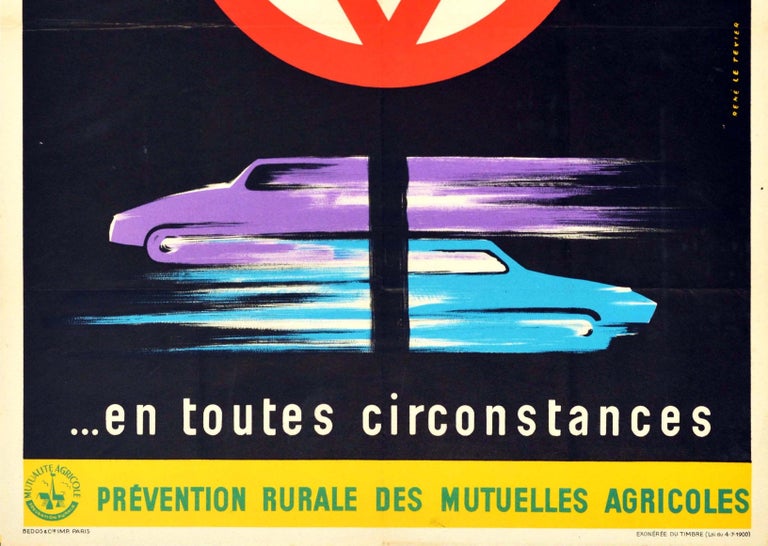 Unknown - Original Vintage Poster French Road Safety Stop Sign Arret ...