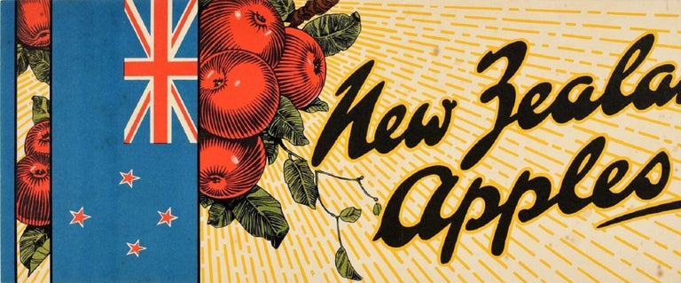 Unknown - Original Vintage Poster New Zealand Apples NZ Flag Fruit Food ...