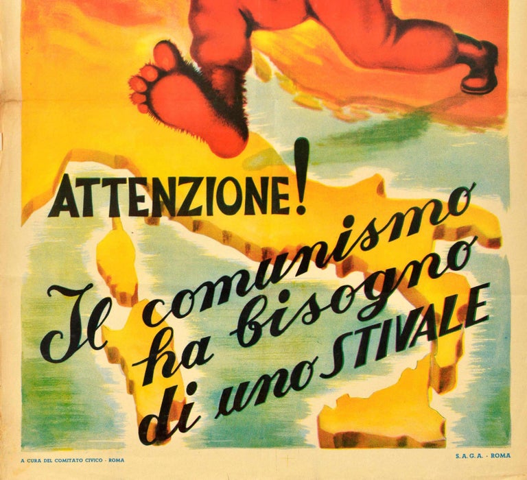 Unknown - Original Vintage Propaganda Poster Communism Needs A Boot Italian Elections For Sale ...
