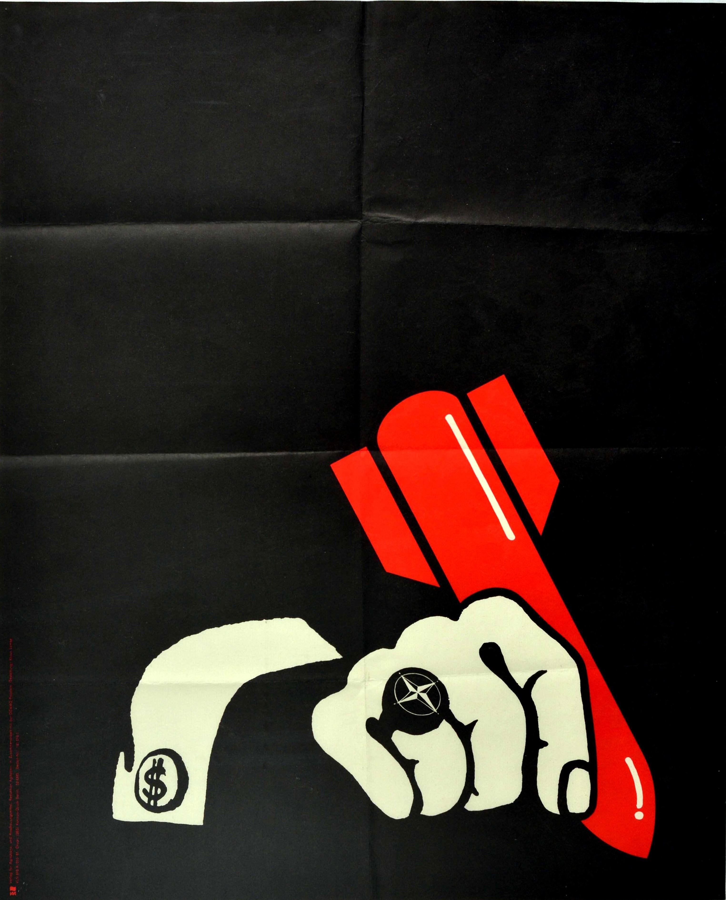 Original Vintage Propaganda Poster USA NATO Politics DDR Pershing ...