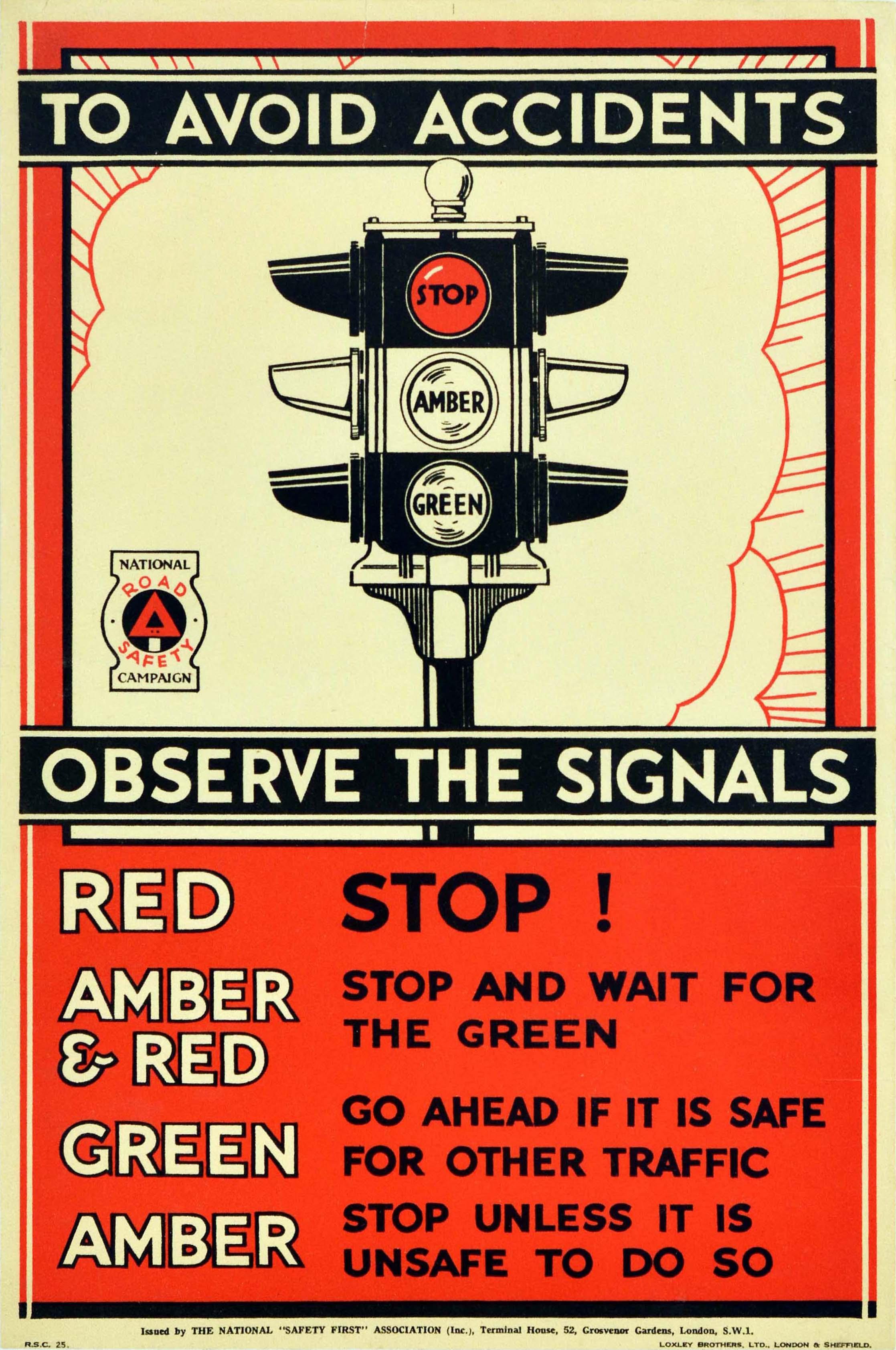 Unknown - Original Vintage Road Safety Poster Avoid Accidents Traffic ...