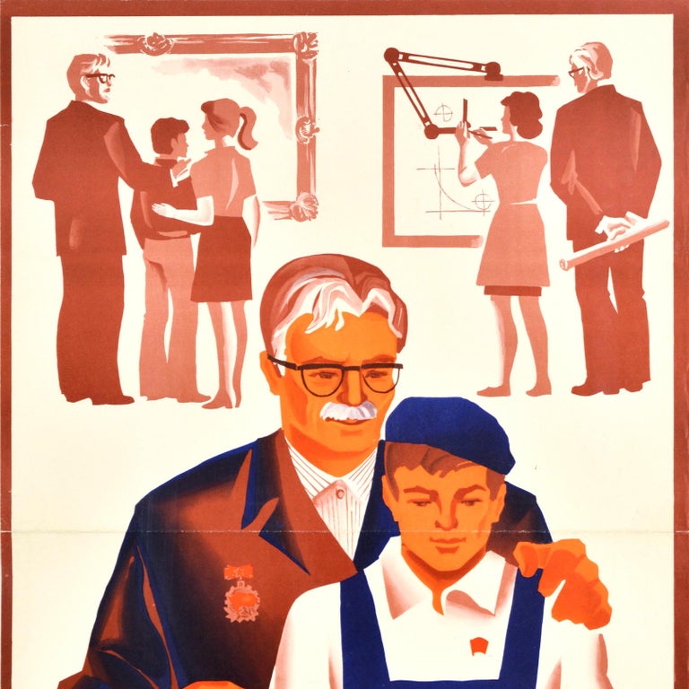 Unknown - Original Vintage Soviet Propaganda Poster Knowledge Of Labour ...