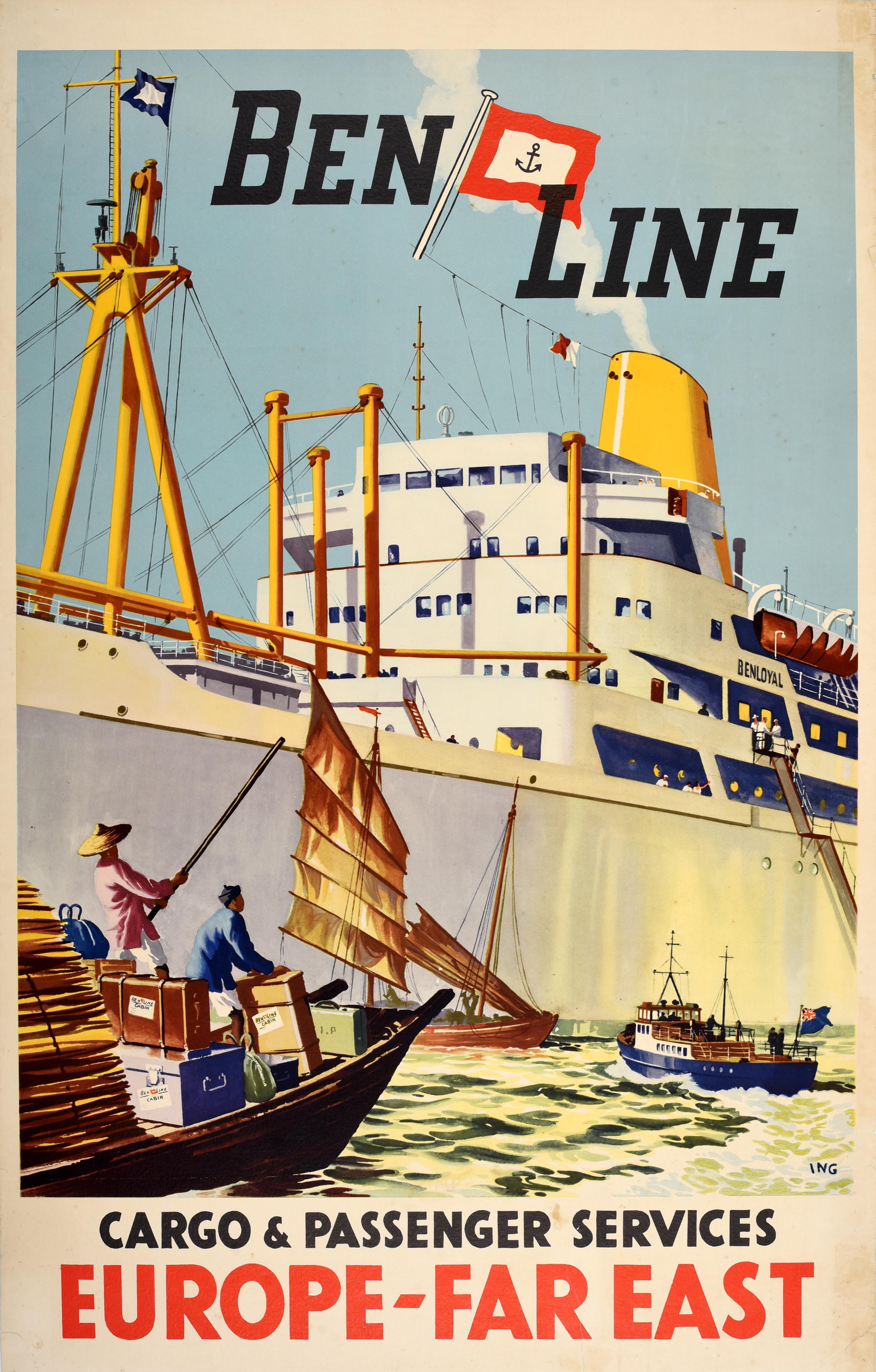 Unknown - Original Vintage Travel Advertising Poster Ben Line Shipping ...