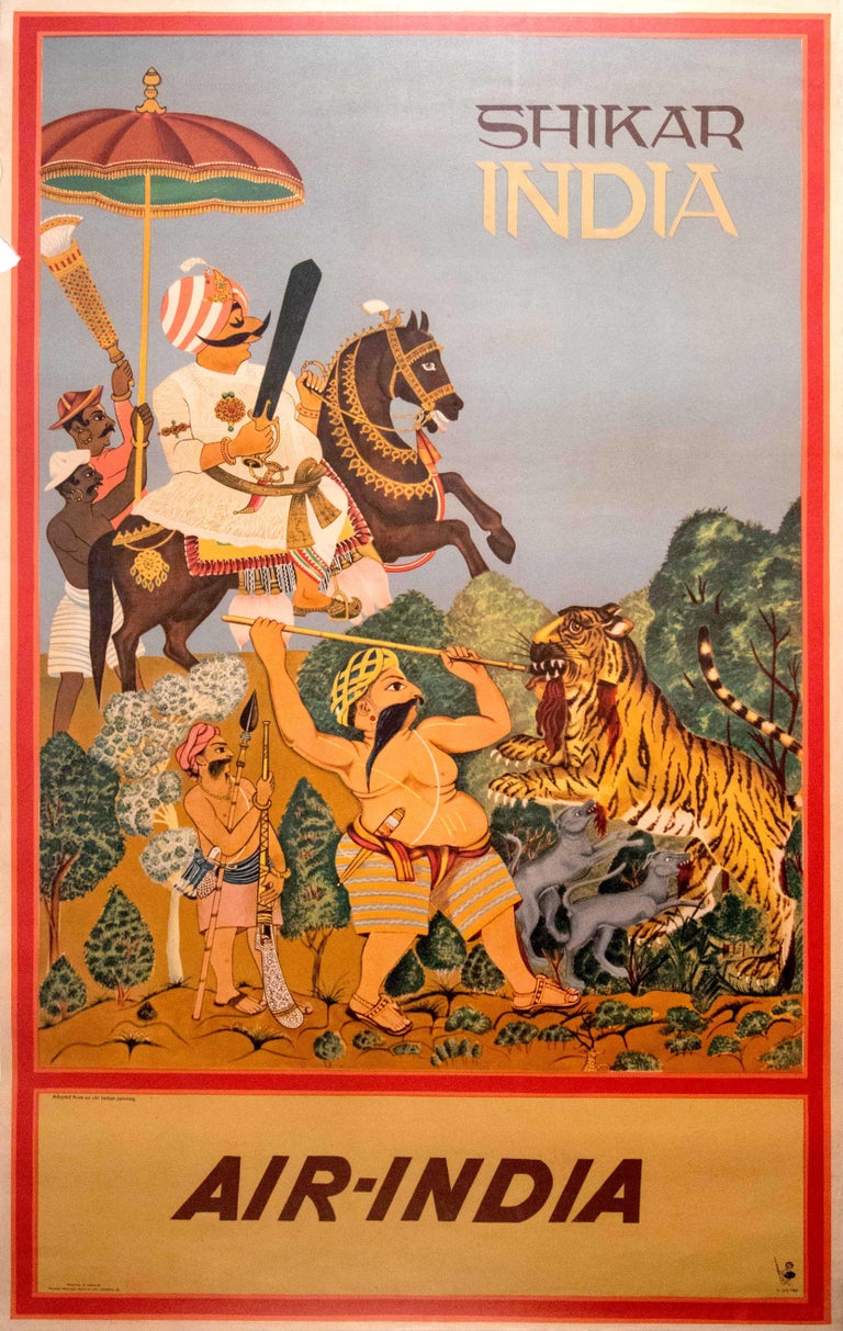 Unknown - Original Vintage Travel Poster Air India Shikar Hunting ...