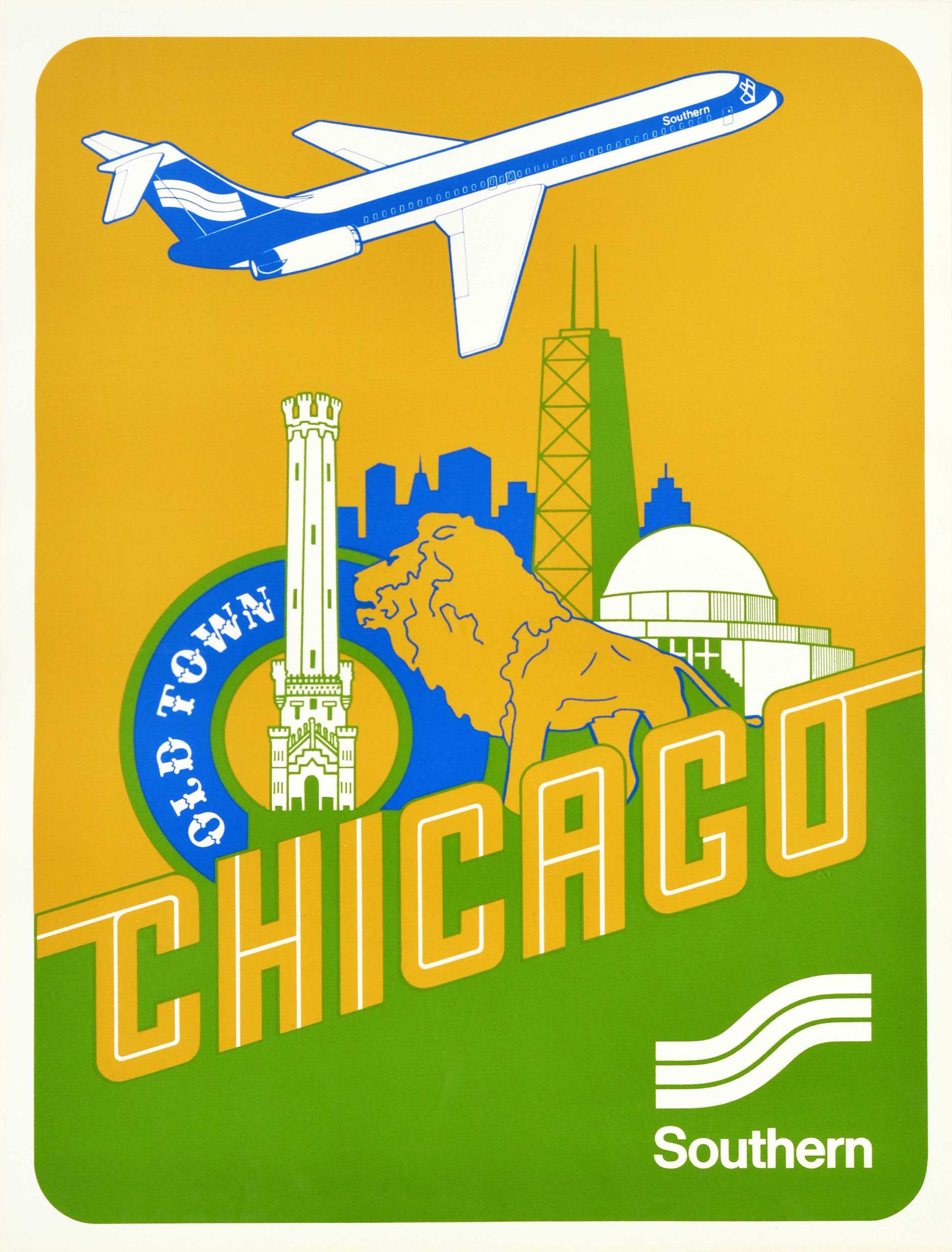 Unknown - Original Vintage Travel Poster Chicago Southern Airways ...