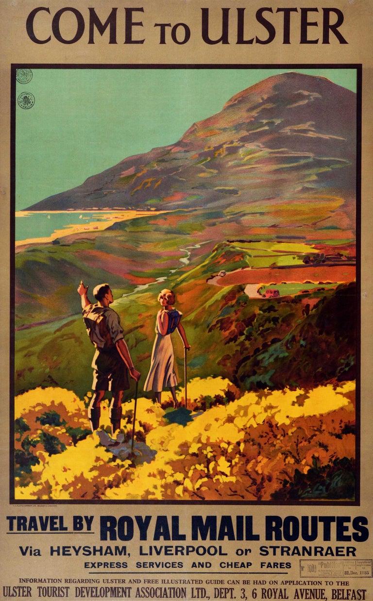 Unknown - Original Vintage Travel Poster Come To Ulster Royal Mail ...