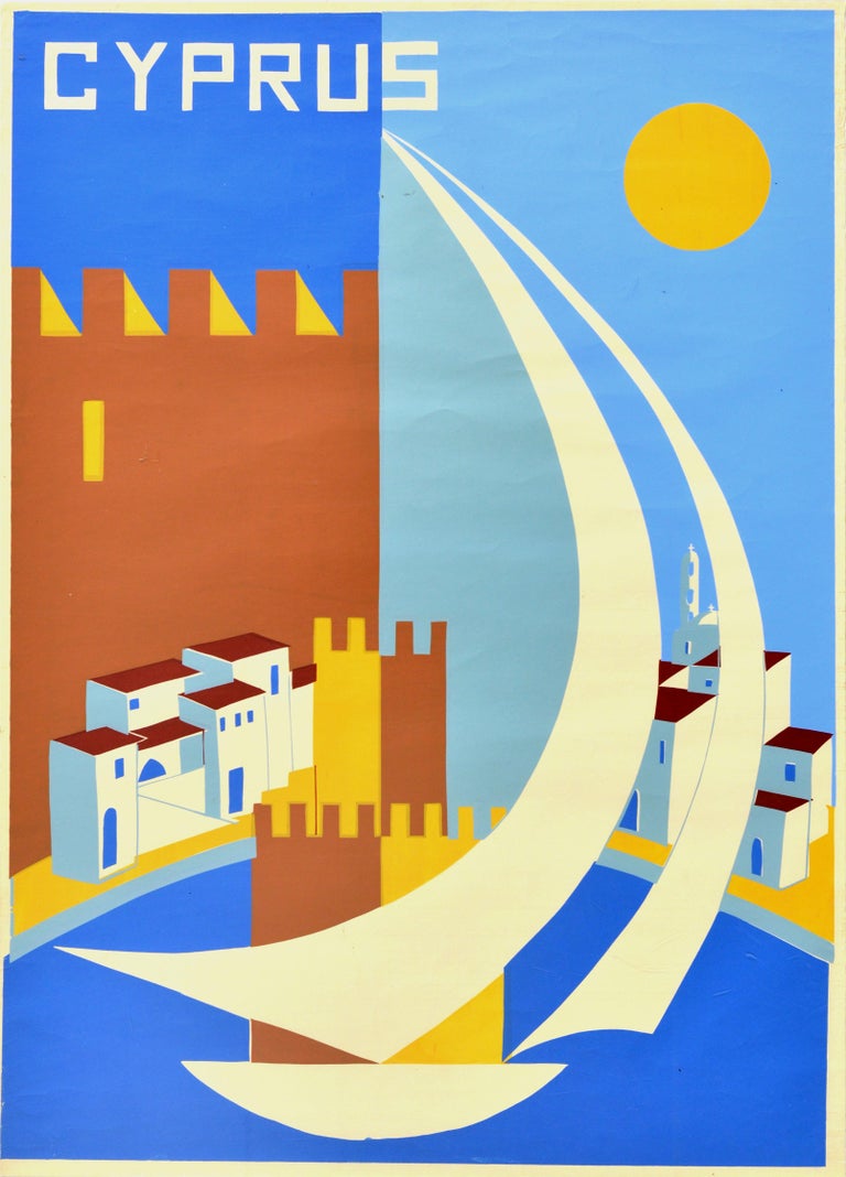Unknown - Original Vintage Travel Poster Cyprus Summer Beaches Sailing ...