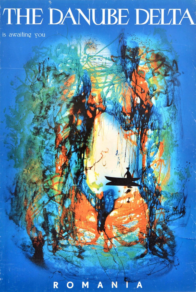 Unknown - Original Vintage Travel Poster Danube Delta Romania Abstract ...