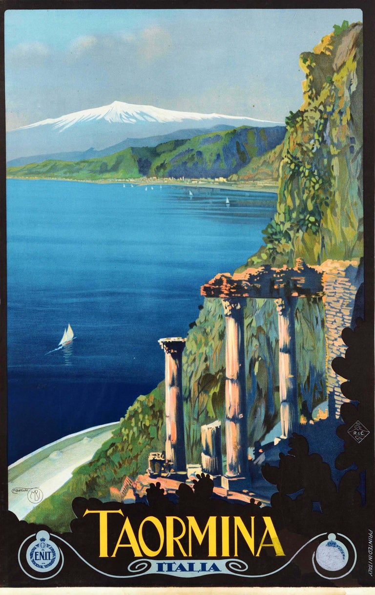 Unknown - Original Vintage Travel Poster Taormina Sicily ENIT Italy ...