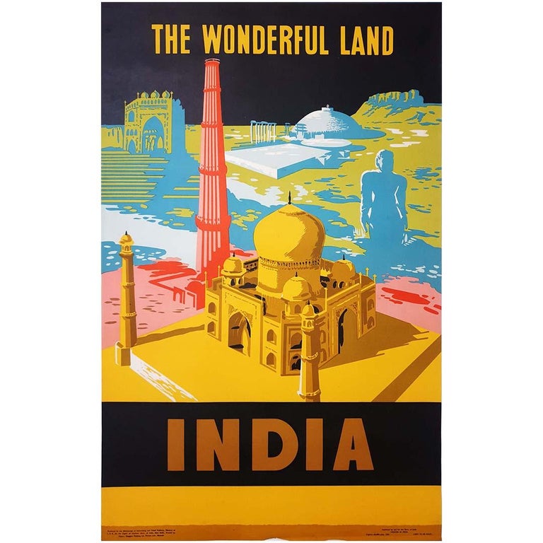 Unknown - Original vintage travel poster to INDIA The Wonderful Land ...