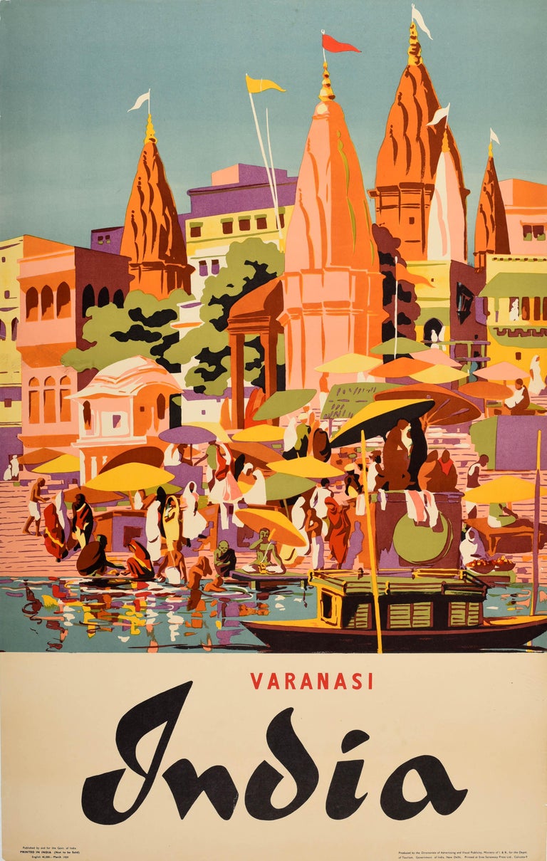 Unknown - Original Vintage Travel Poster Varanasi Banaras Uttar Pradesh ...