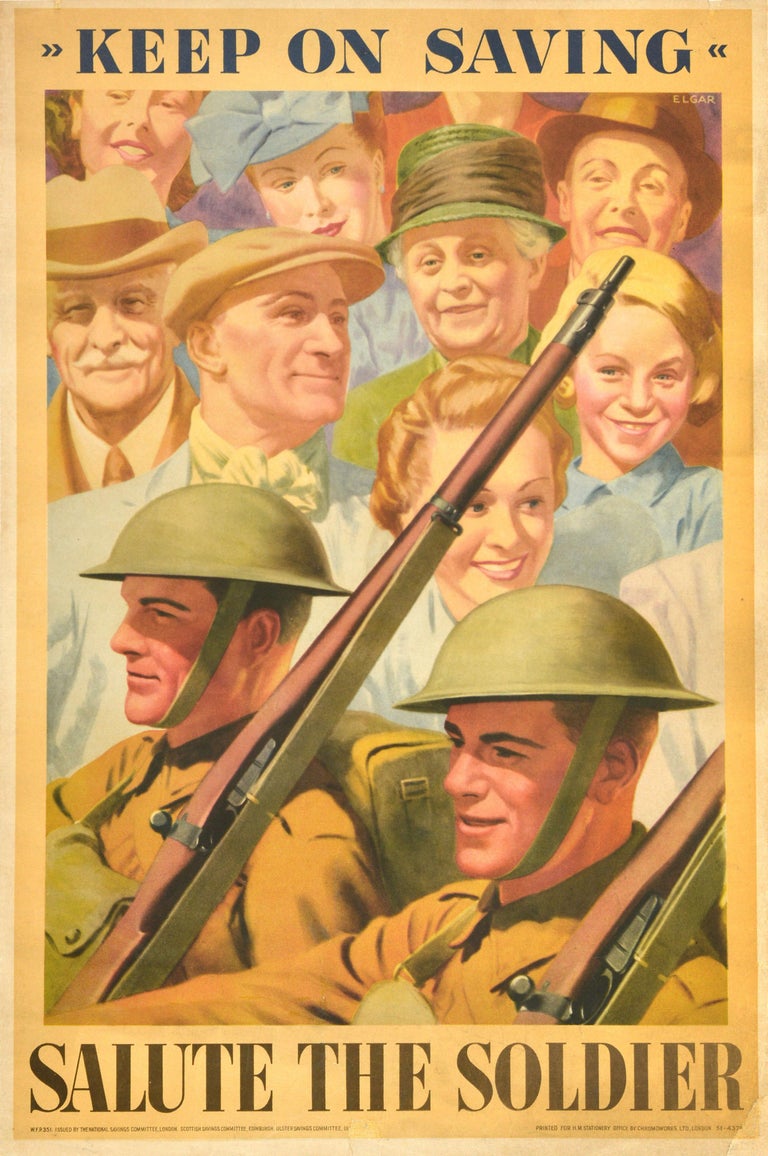 Unknown - Original Vintage War Poster Salute The Soldier WWII National ...