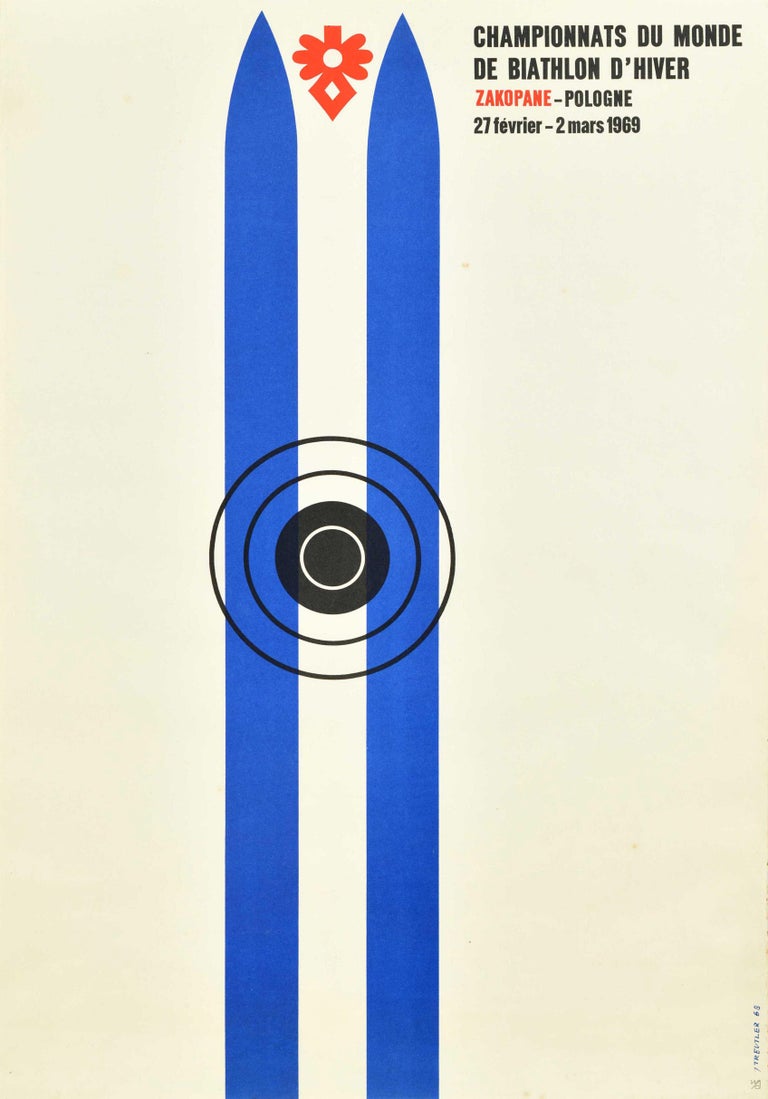 Unknown - Original Vintage Winter Sport Poster Biathlon World ...