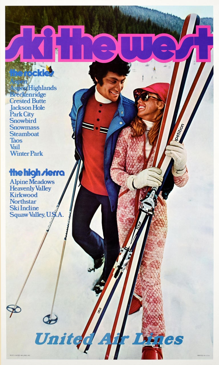 Unknown - Original Vintage Winter Travel Poster Ski The West United ...