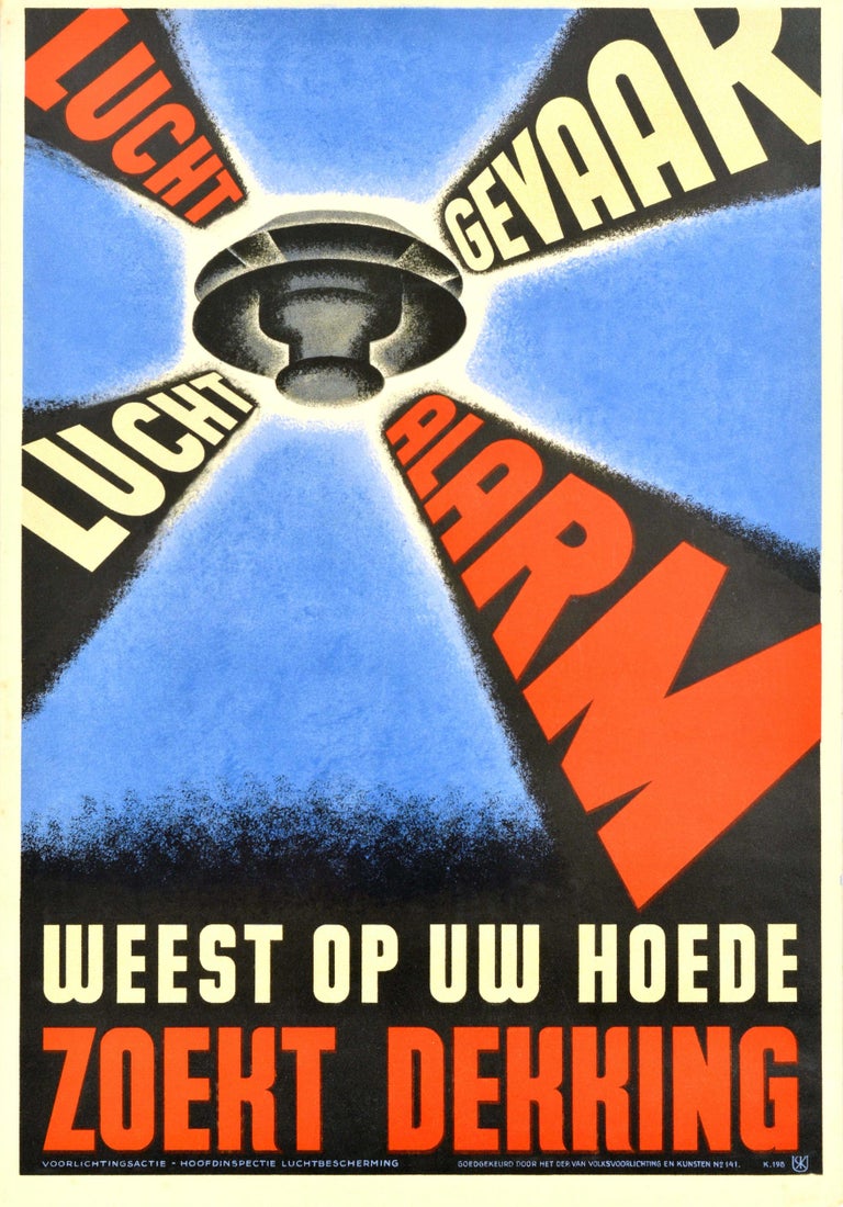 Unknown - Original Vintage WWII Poster Air Raid Be Vigilant War ...