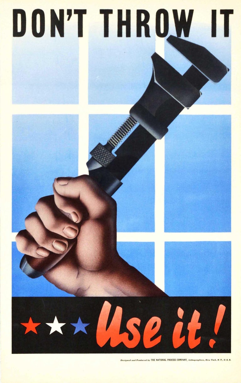 Unknown - Original Vintage WWII Poster - Don''t Throw It Use It - War ...