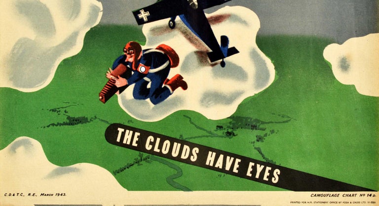 Unknown - Original Vintage WWII Poster The Clouds Have Eyes War Spy ...
