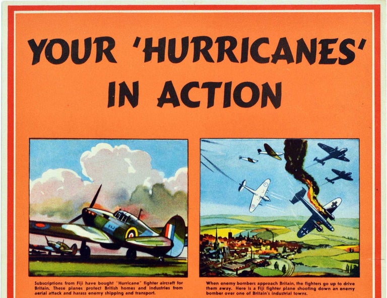 Unknown - Original Vintage WWII Poster Your Hurricanes In Action Thank ...