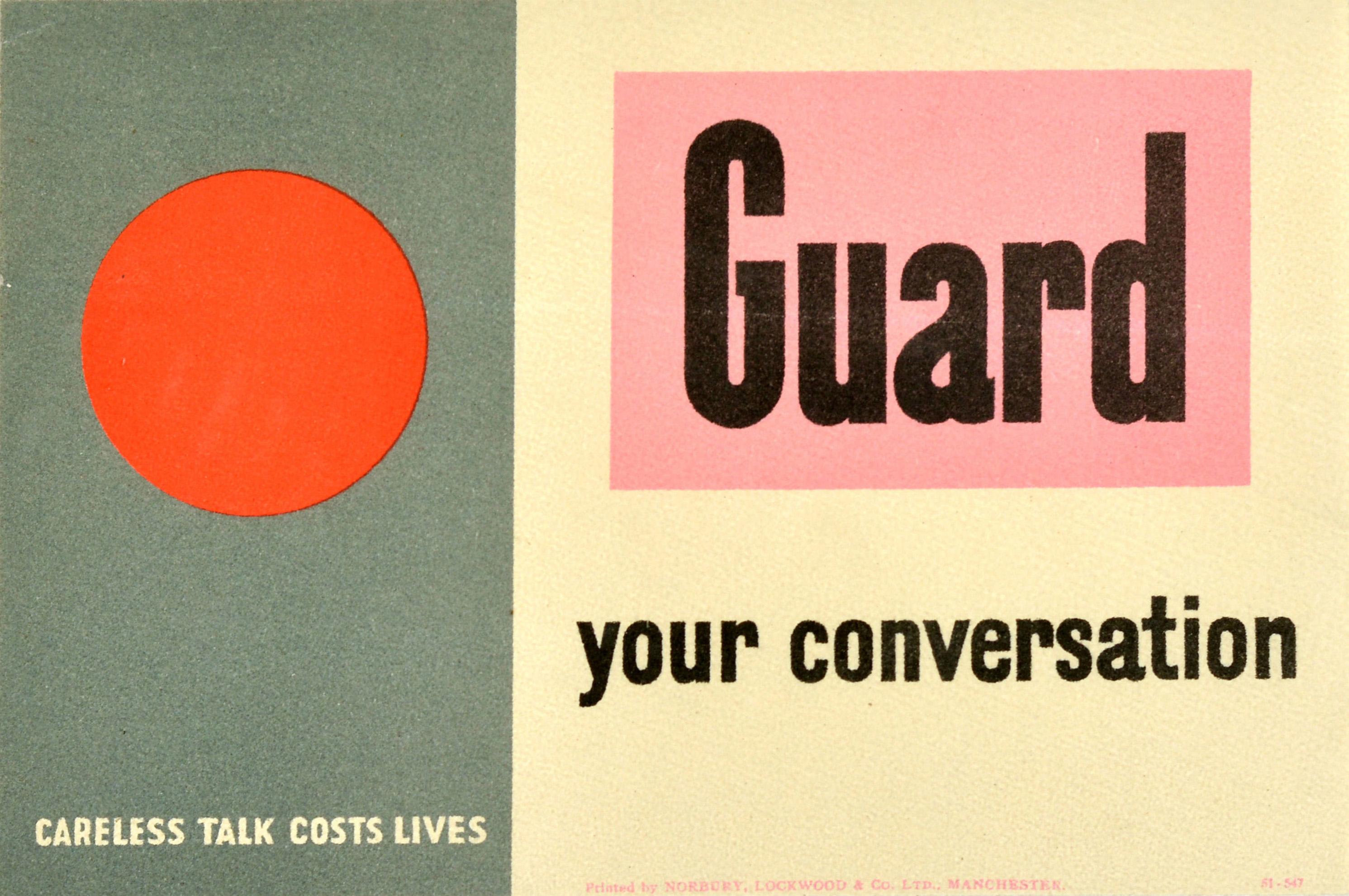 Unknown - Original Vintage WWII Propaganda Poster Guard Your ...