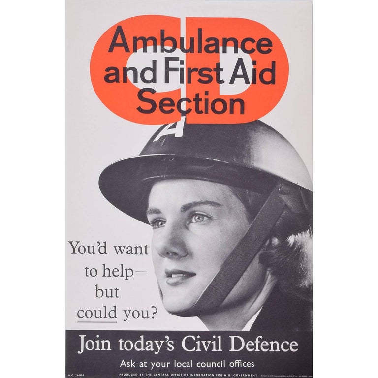 Unknown - Original WW2 Ambulance First Aid Civil Defence Poster UK ...