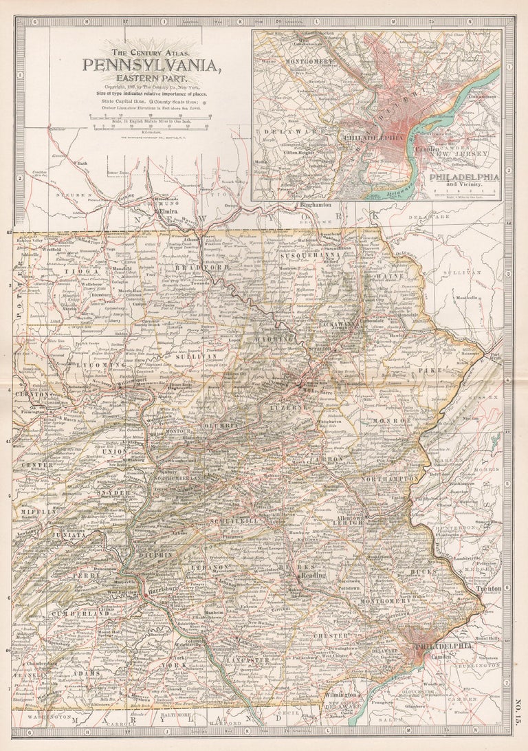 Unknown - Pennsylvania, Eastern Part. USA. Century Atlas state antique vintage map For Sale at ...