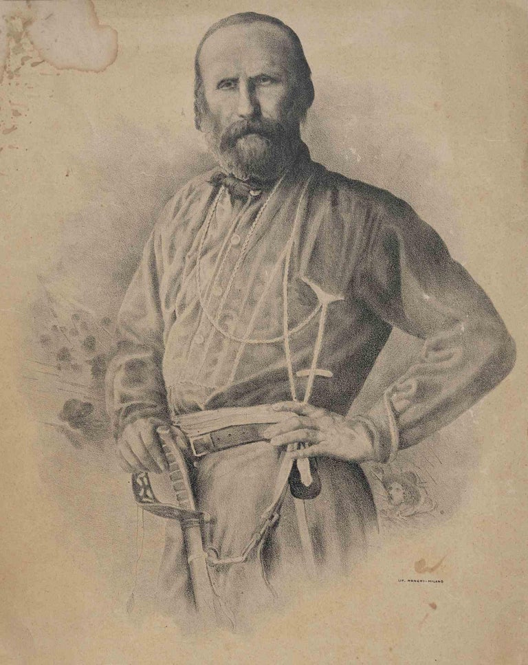 Unknown - Portrait of Giuseppe Garibaldi - Original Lithograph - 19th ...