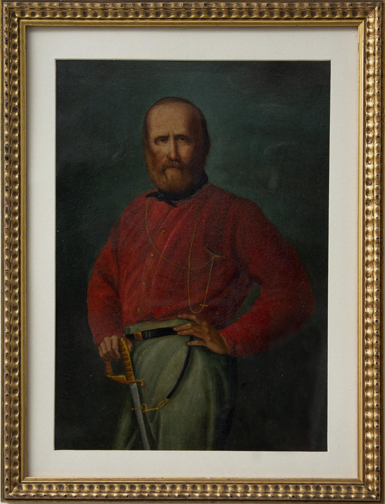 Unknown - Portrait of Young Giuseppe Garibaldi - Oil on Copper - 19th ...