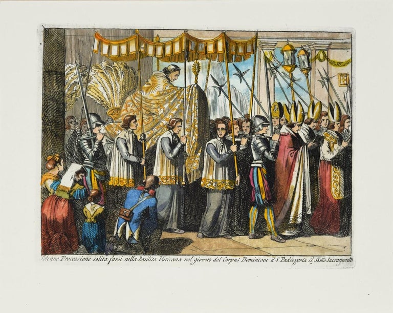 Unknown - Processione a San Pietro - Etching by Bartolomeo Pinelli ...