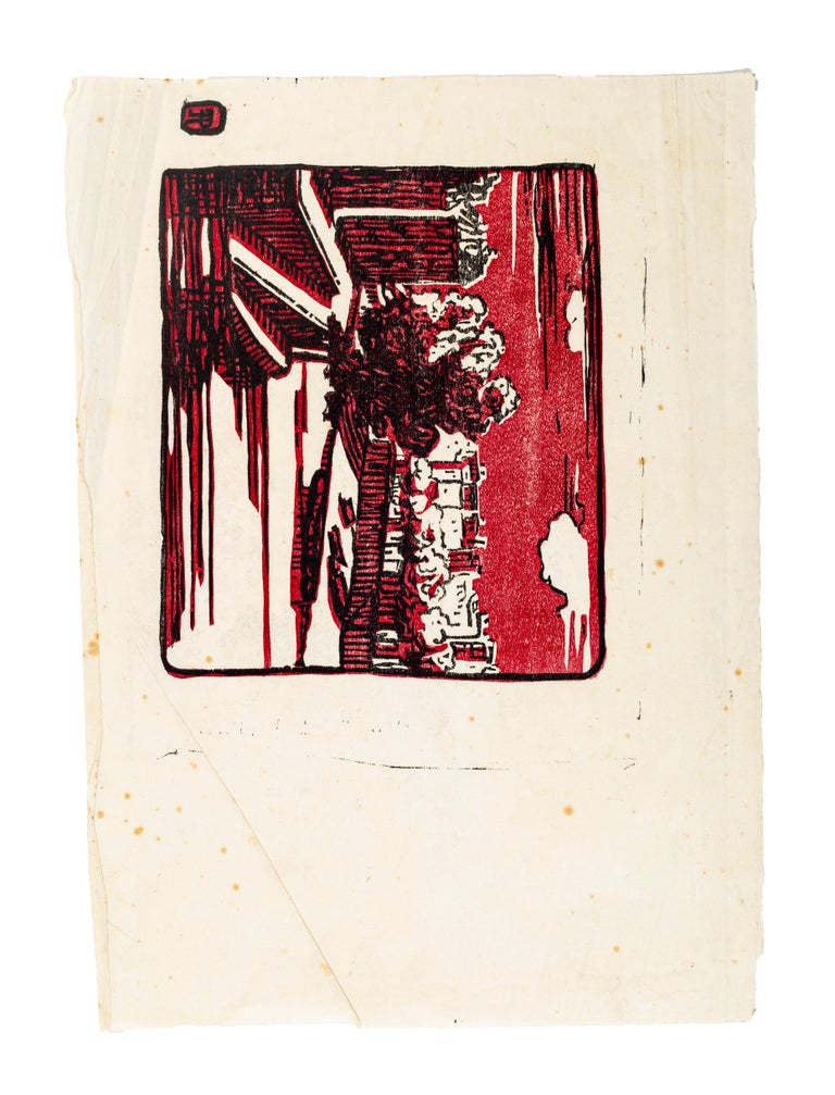 Unknown - Red Landscape - Original Woodcut - Mid 20th Century For Sale ...