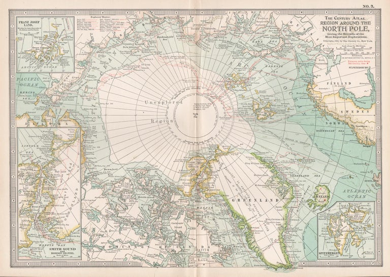 Unknown - Region Around the North Pole. Century Atlas antique vintage map For Sale at 1stDibs