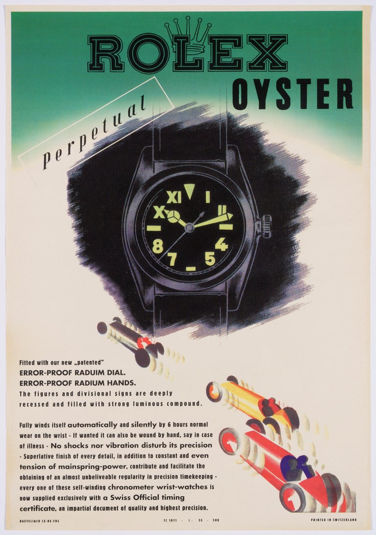 Unknown - Rolex Oyster – Original Vintage Swiss Product Poster For Sale ...