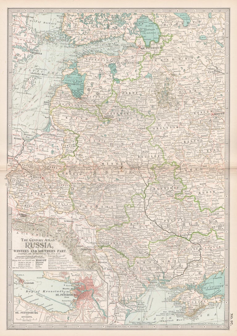 Unknown - Russia, Western and Southern Part. Century Atlas antique vintage map For Sale at 1stDibs