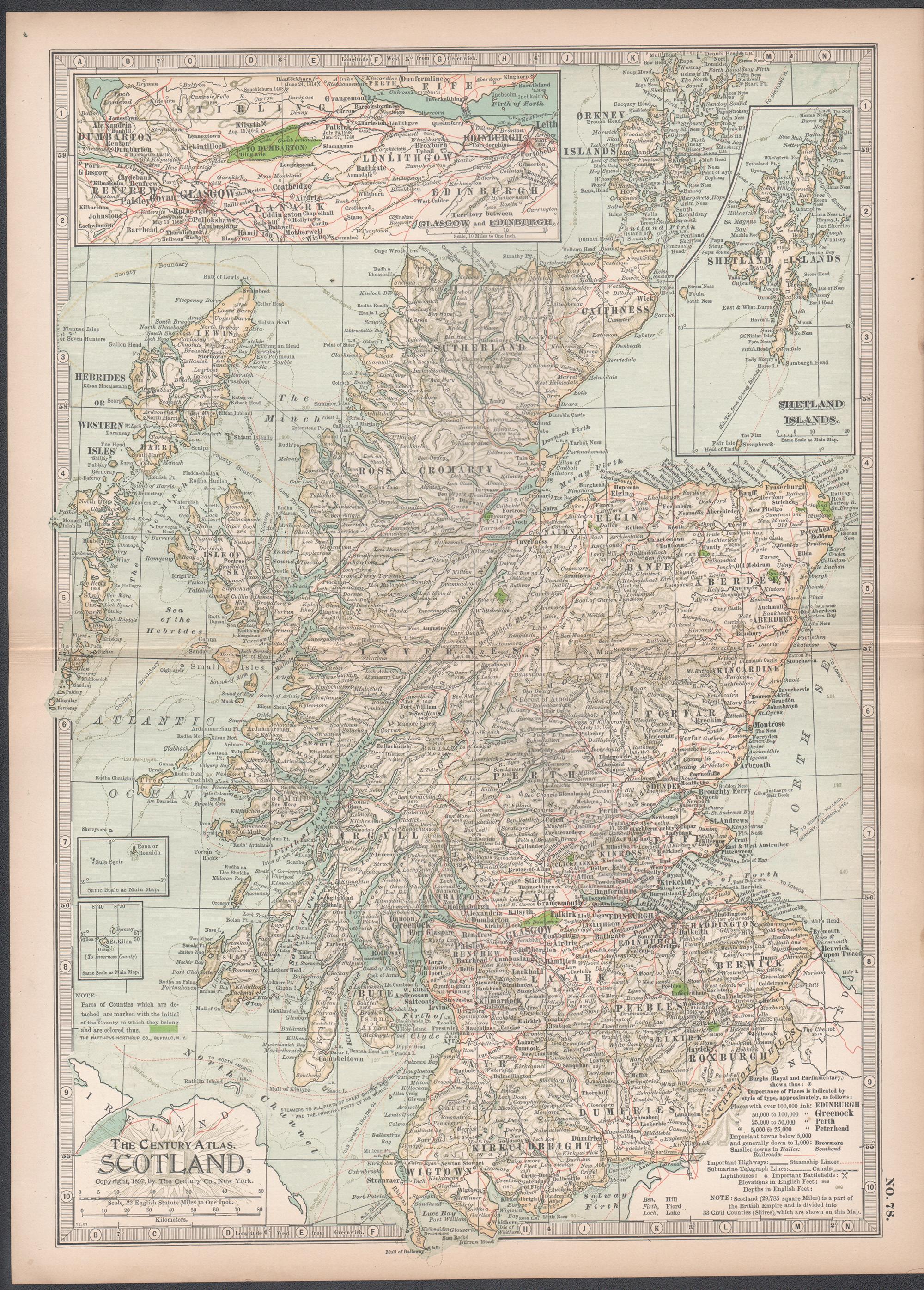 Unknown - Scotland. Century Atlas antique map For Sale at 1stDibs ...