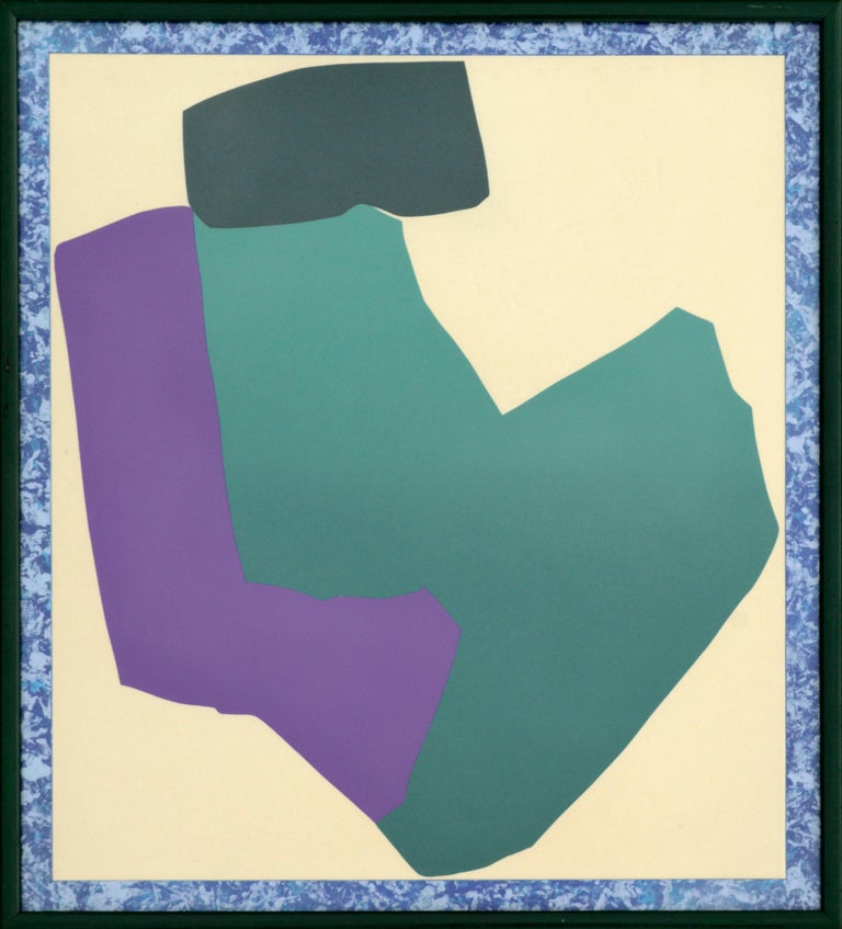 Unknown - Teal and Purple Abstract Geometric Multi-Layer Screenprint ...