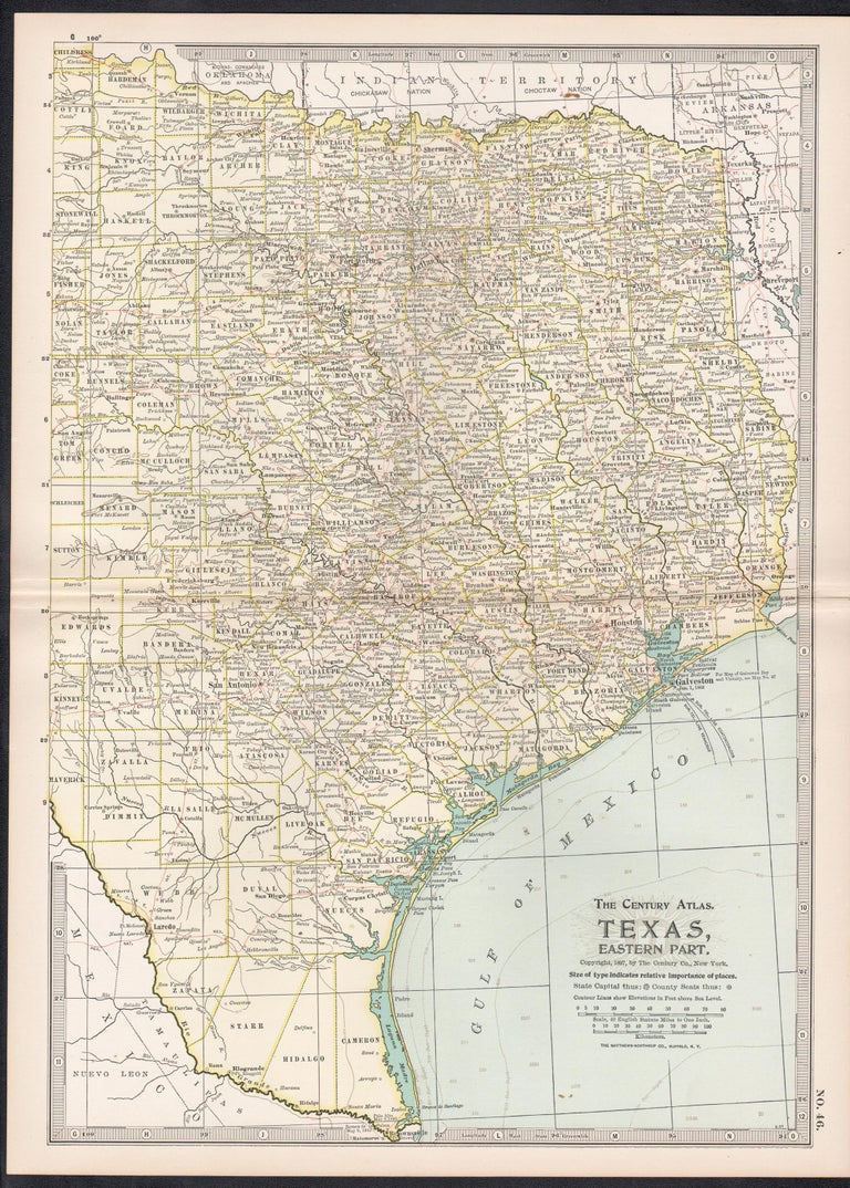 Unknown - Texas, Eastern Part. USA. Century Atlas state antique vintage ...