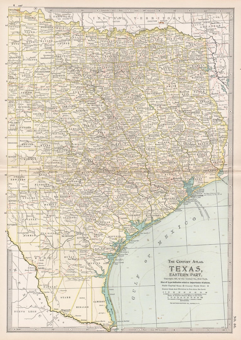 Unknown - Texas, Eastern Part. USA. Century Atlas state antique vintage ...