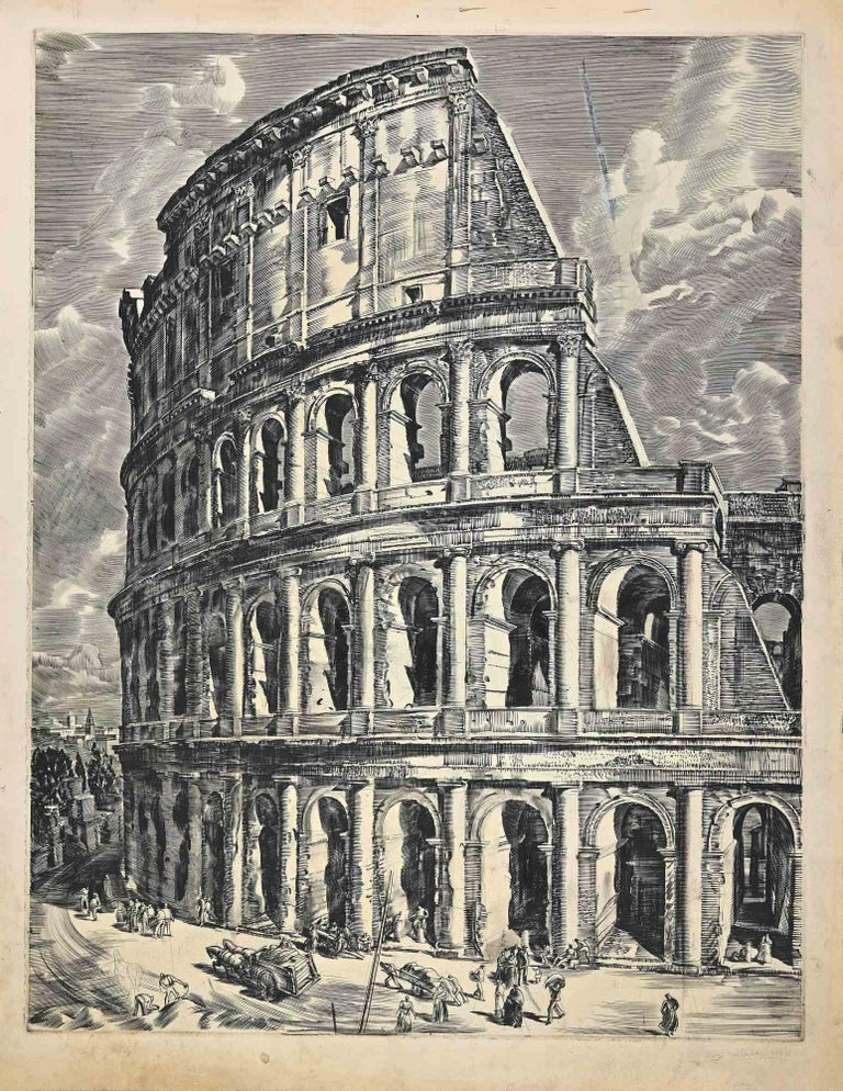Albert Decaris - The Colosseum - Etching - Early 20th Century For Sale ...