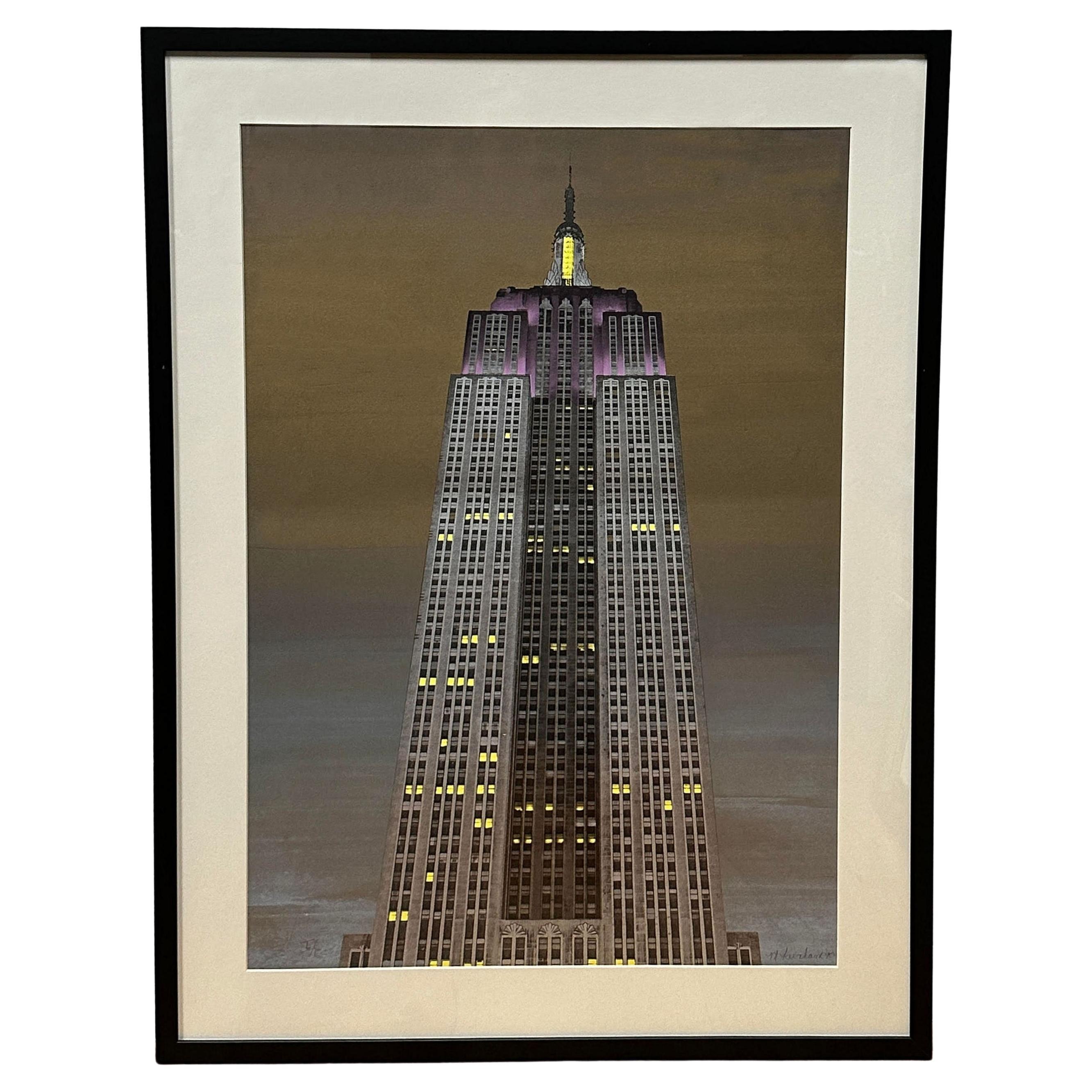 Unknown - The Empire State Building Lithograph by M. Farnham at 1stDibs
