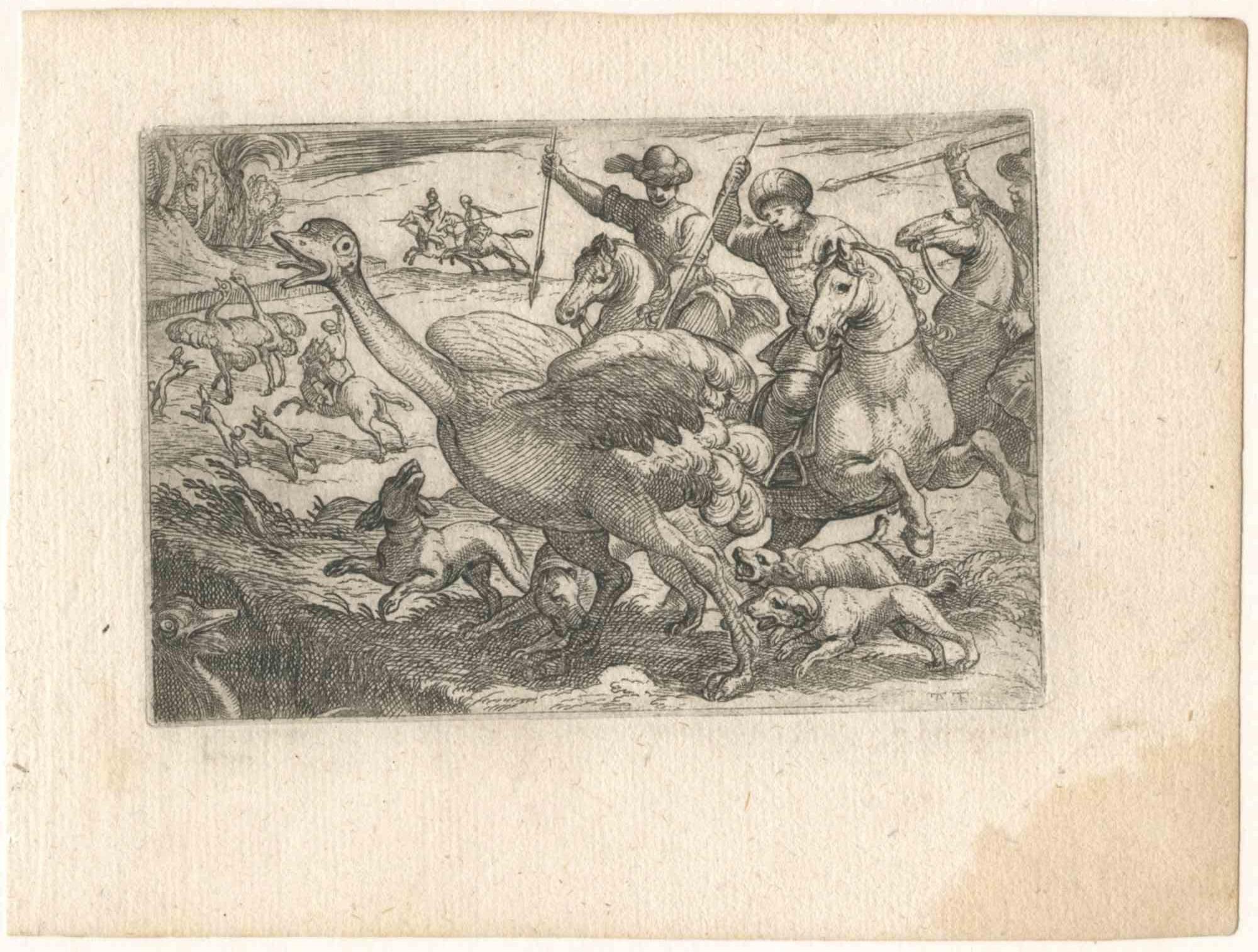 Unknown - Two Hunting Scenes - Original Etching - 19th Century For Sale ...